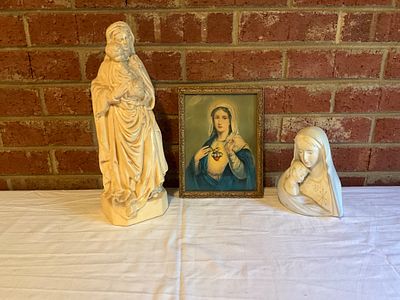Lot 164 - Religious Ceramic Figurines and Framed Print | Allens Auctions