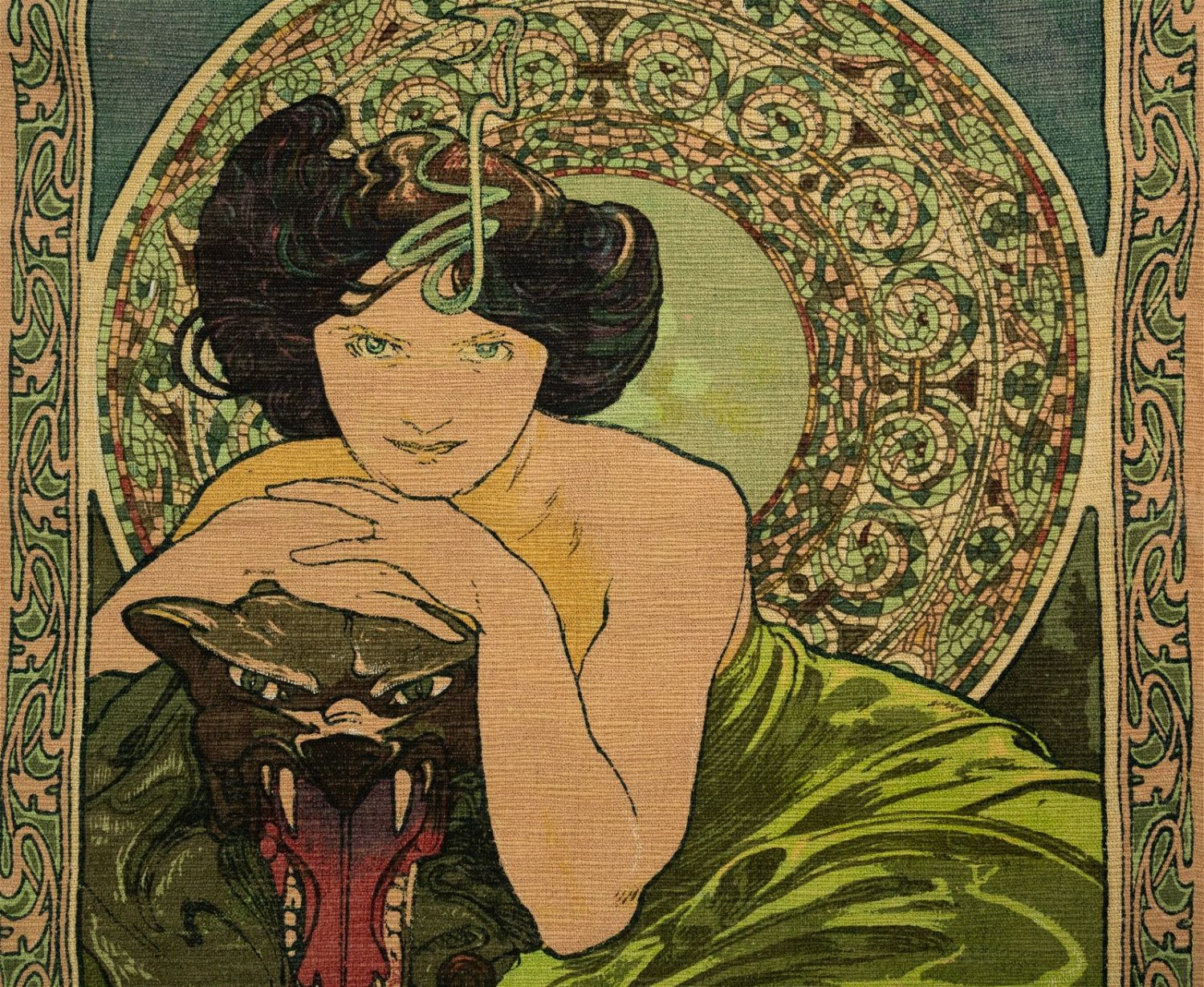 Lot 126 - After Alphonse Mucha 'L'Emeraude' French Wall Hanging ...