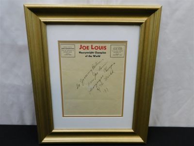 Lot 210 - Joe Louis Autograph - Bodnar's Auction | bodnarsauction.com