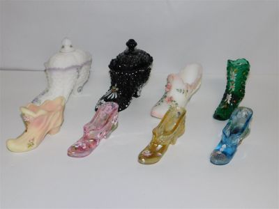 Lot 22 - Lot of 8 Hand Painted Fenton Shoes - Bodnar's Auction ...