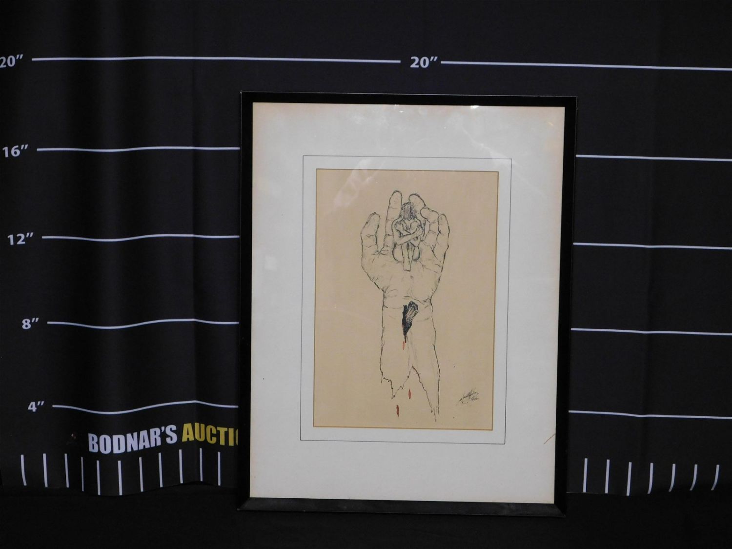 Lot 16 - Pen & Ink Drawing on Canvas of Jesus - Bodnar's Auction ...