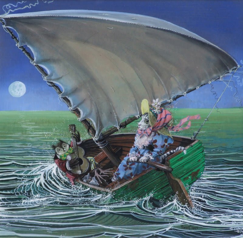 Lot 369 - Francis Wainwright, The Owl and the Pussycat, acrylic ...