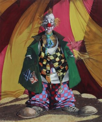 Lot 371 - Francis Wainwright, Standing clown, acrylic. - Bodnar's ...