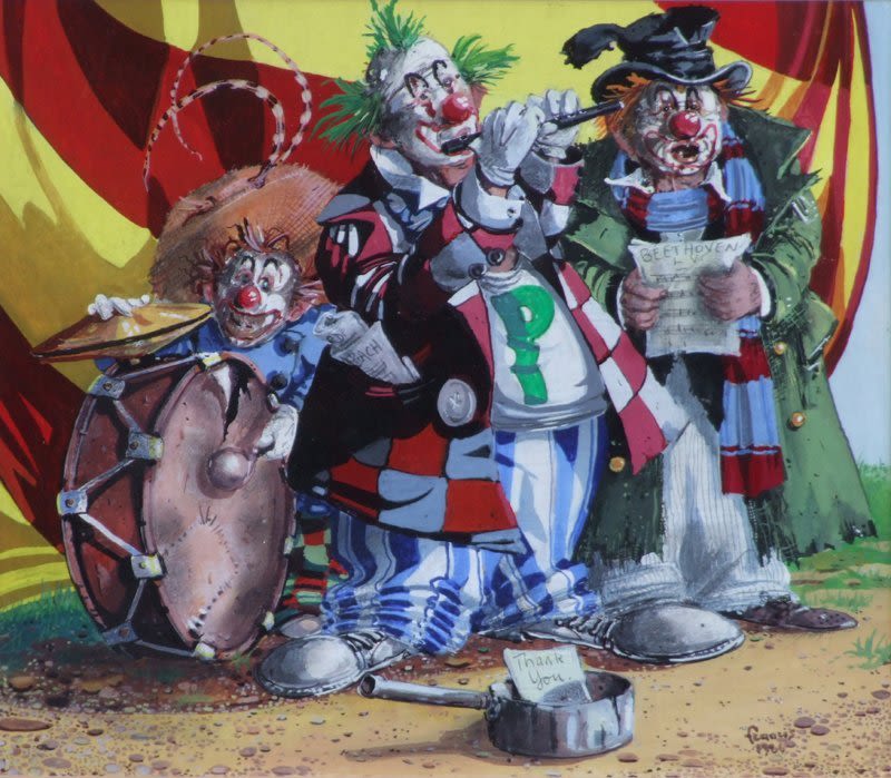Lot 375 - Francis Wainwright, Clown Band, acrylic. - Bodnar's Auction ...