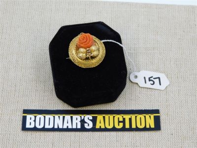 Lot 157 - 14 KT. and Coral Pin/Pendant - Bodnar's Auction ...