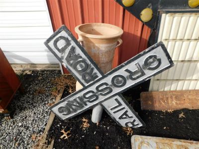Lot 245 - Cast Iron Railroad Crossing Sign - Bodnar's Auction ...