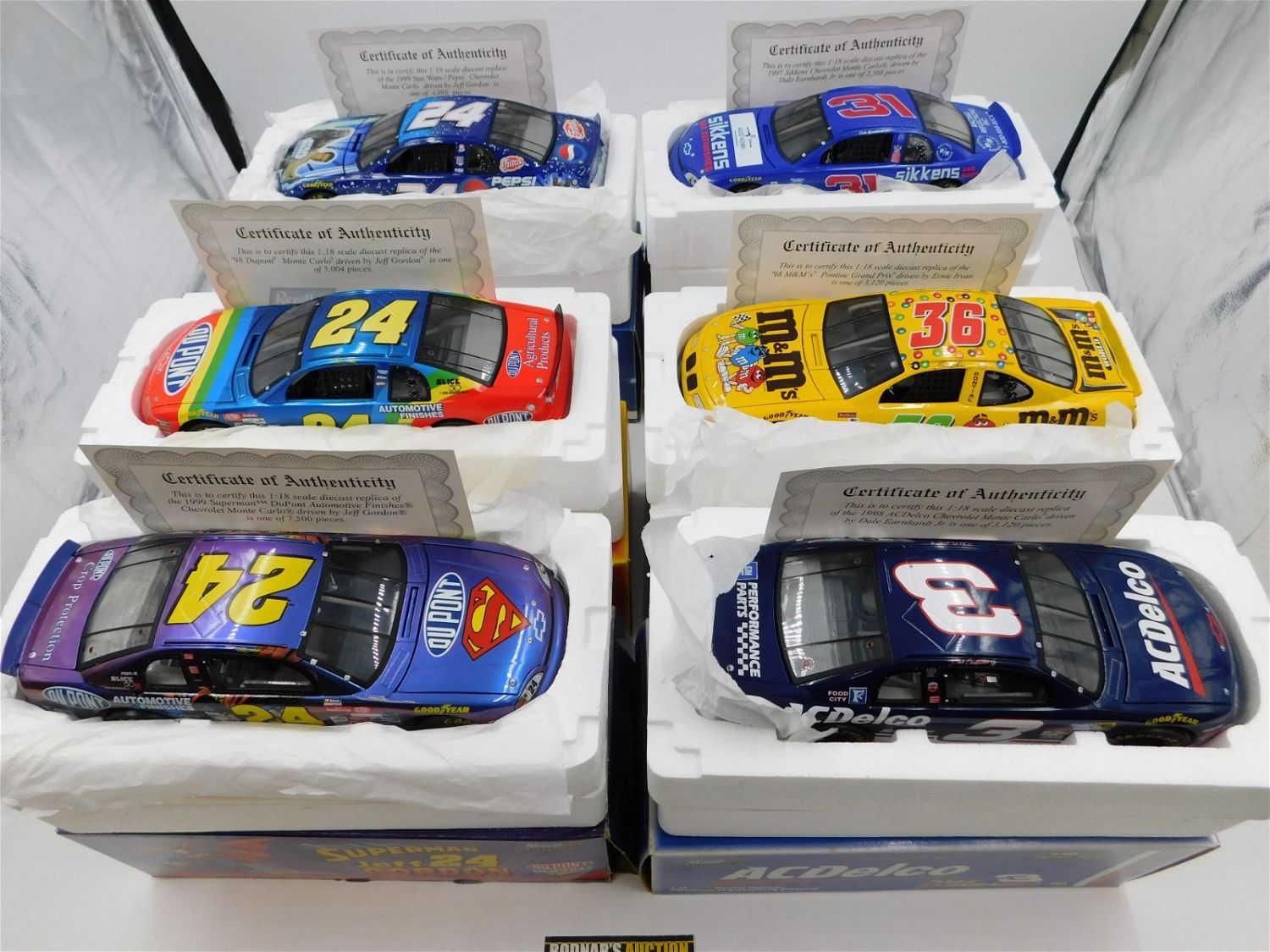 Lot 163 - Lot of 6 Revell Collection NASCAR 1:18 Scale Diecast - Bodnar ...