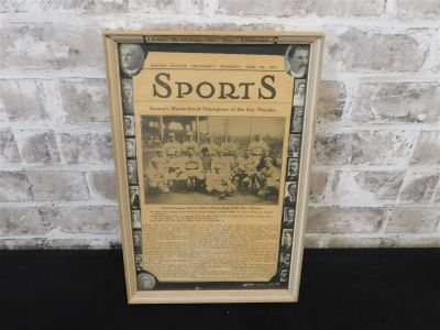 Lot 23 - Framed 1931 Sports Article including Hall of Fame - Bodnar's ...