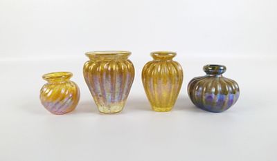 Lot 309 - Lot of 4 Miniature Amber Colored Glass Vases - Bodnar's ...