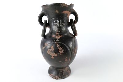 Lot 222 - Ancient Antiquity Black Pottery Jug with Face - Bodnar's ...