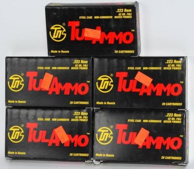 Lot 973 – 100 Rounds Of Tulammo .223 Rem Ammunition – Brand Used Works