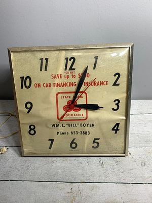 Lot 15 - Vintage State Farm Insurance Advertising Clock | Burns Auction ...