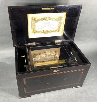 Lot 7 - Rare German Music Box with Bells & Tines 12 Songs Nice! Works ...