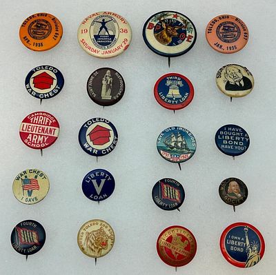 Lot 2303 - Vintage Pinback button lot - WWI War Loan, Bonds BPOE ...