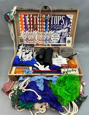 Lot 2340 - Circa 1950s Antique Magician's Suitcase Filled with Magic ...