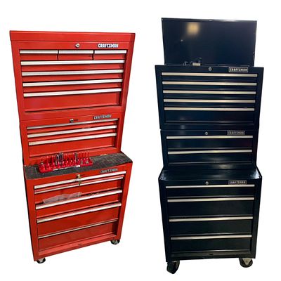 Lot 203 - Two Double Stack Tool Boxes on Wheels Craftsman With Tools ...