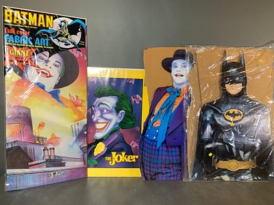 Lot 12278 - Vintage The Joker Fabric Art and Posters: and Batman and ...