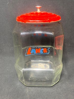 Lot 14529 - Vintage Glass Lance Candy or Peanut Jar with Lid | Burns ...