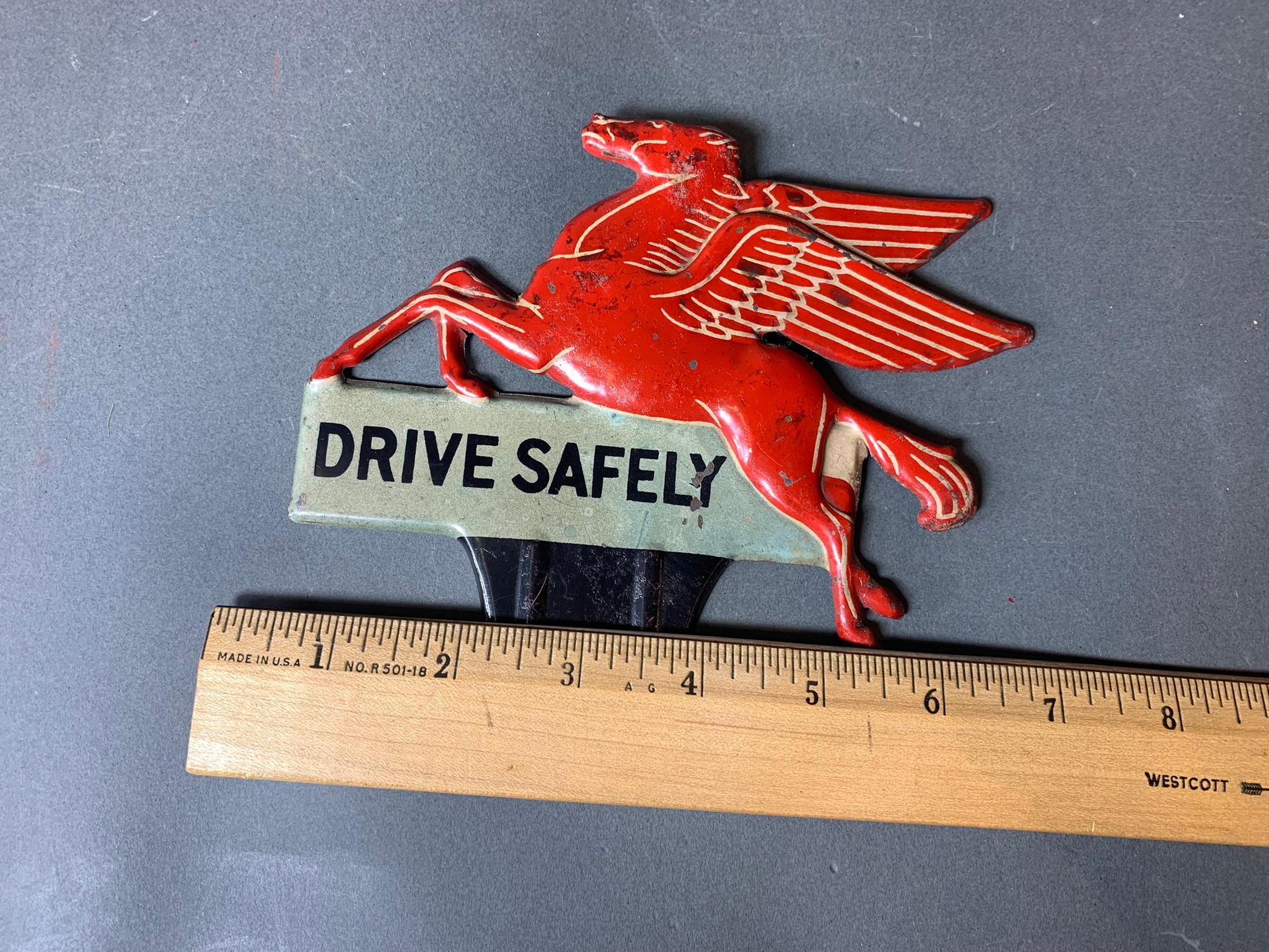 Lot 14532 - Two Vintage Mobil Oil Pegasus License Plate Toppers | Burns ...