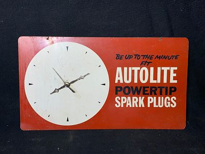 Lot 14869 - Vintage Autolite Power Tip Spark Plugs Metal Clock Sign ...
