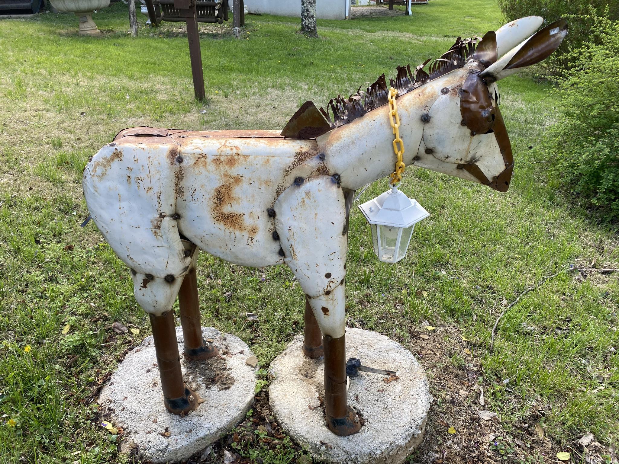 Lot 5028 - Welded Sheet Metal Donkey or Mule with Lamp on Chain | Burns ...