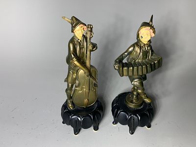 Lot 5259 - Antique Bronze Color Spelter Figures Playing Instruments On ...