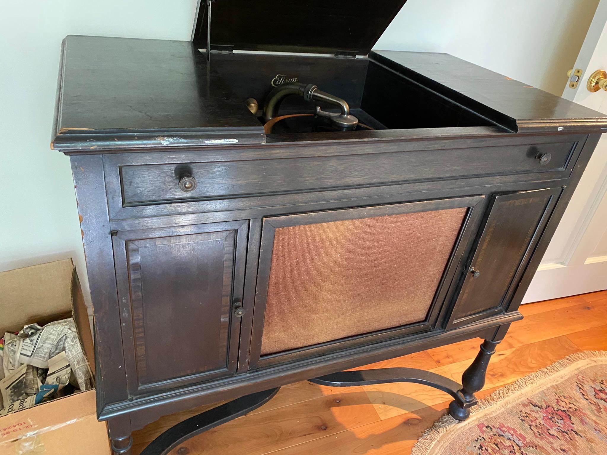 Lot 2203 - Vintage Large Painting Signed T. Bruno and Antique Edison ...