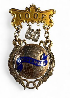 Lot 22254 - Vintage Odd Fellows 10k Gold 50-Year Medal with Diamonds ...