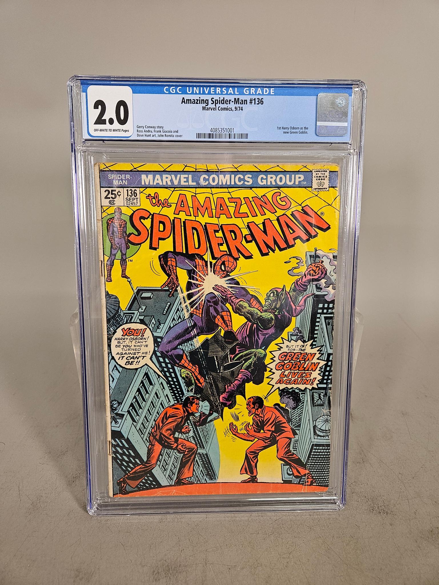 Lot 34926 - Amazing Spider-Man #136 CGC Graded Comic Book, 1974, 1st ...