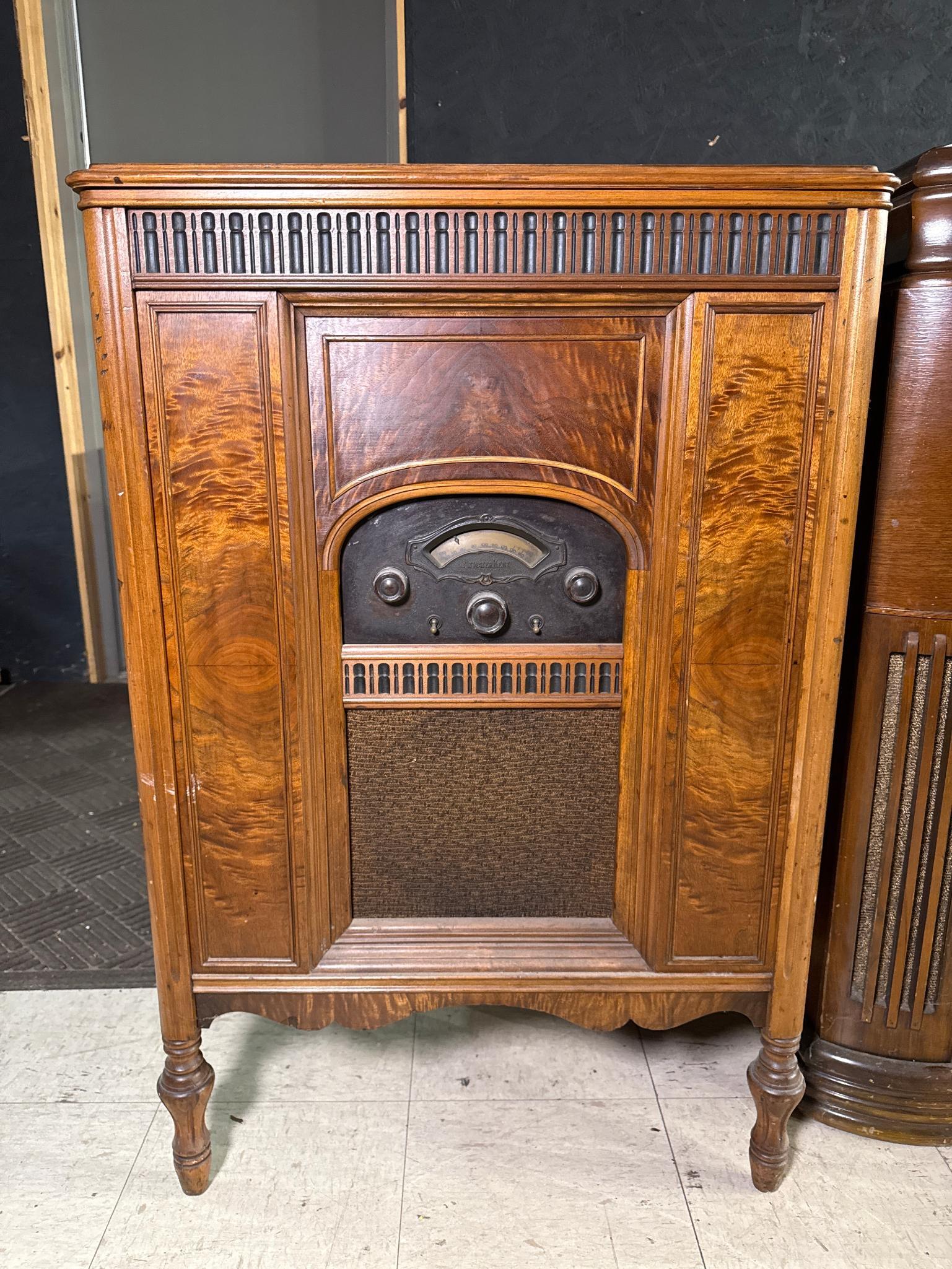 Lot 35556 - A Collection of Vintage Wooden Console Radios and Radio ...