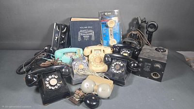 Lot 35561 - A Collection of Vintage Rotary Dial Telephones, a Freshman ...