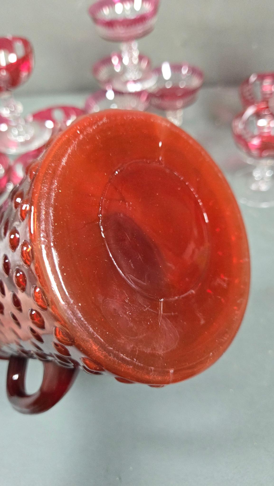 Lot 35792 - A Collection of Ruby Red Glassware, Comprising a Pitcher ...