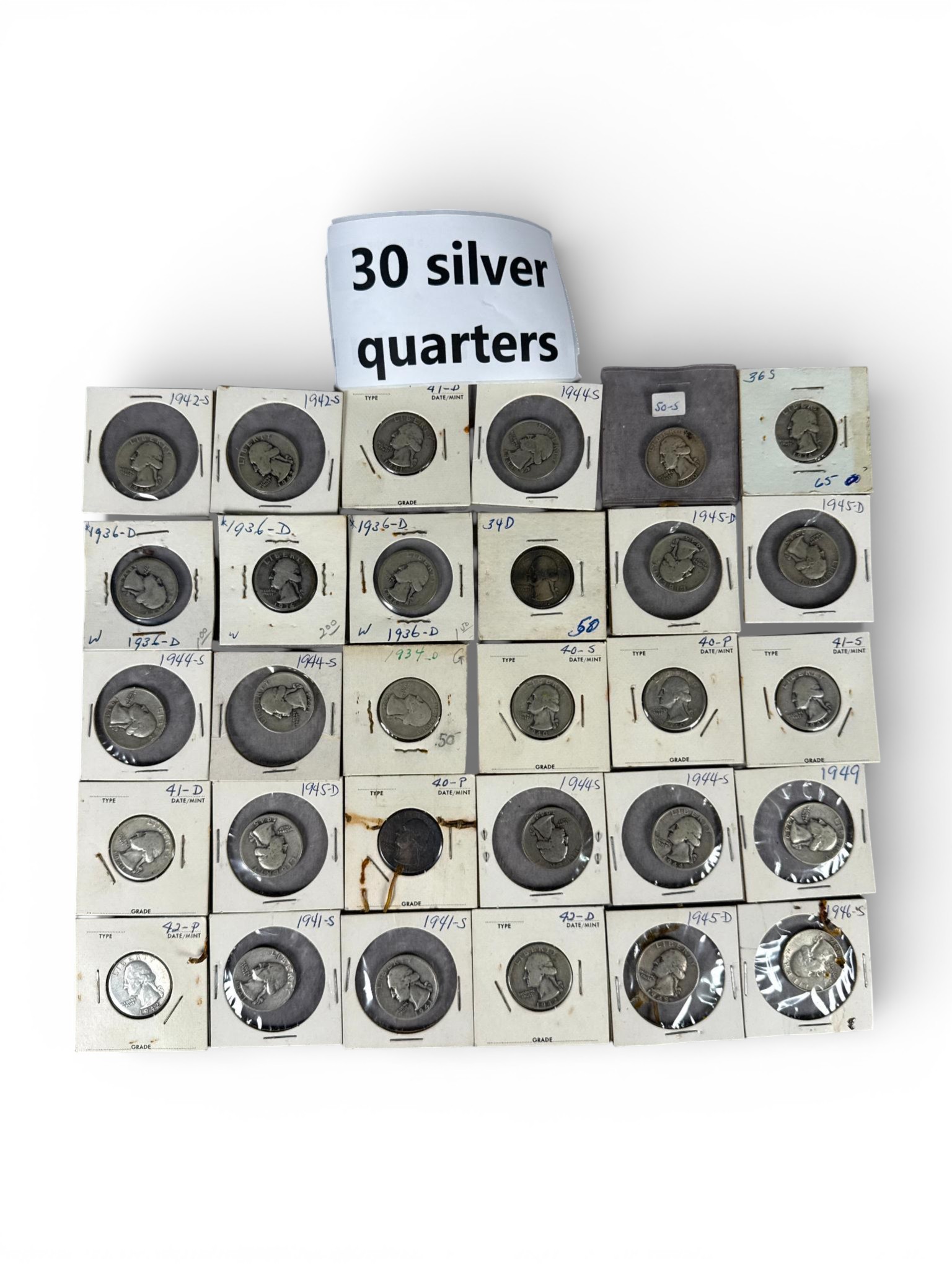 Lot 5169 - A Collection of 30 United States 90% Silver Washington ...
