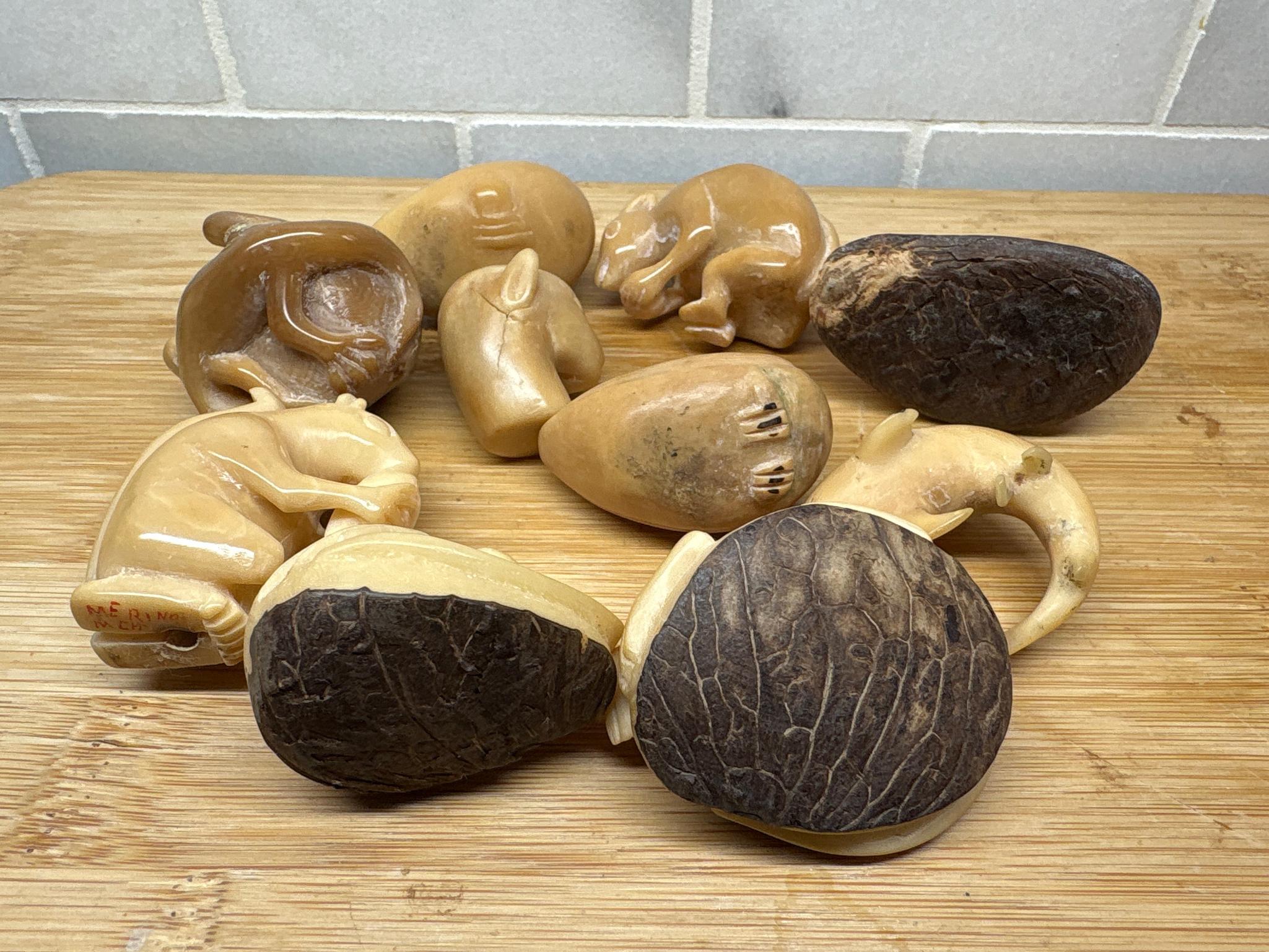 Lot 5434 - A Collection of Japanese Carved Tagua Nut okimono Figures ...