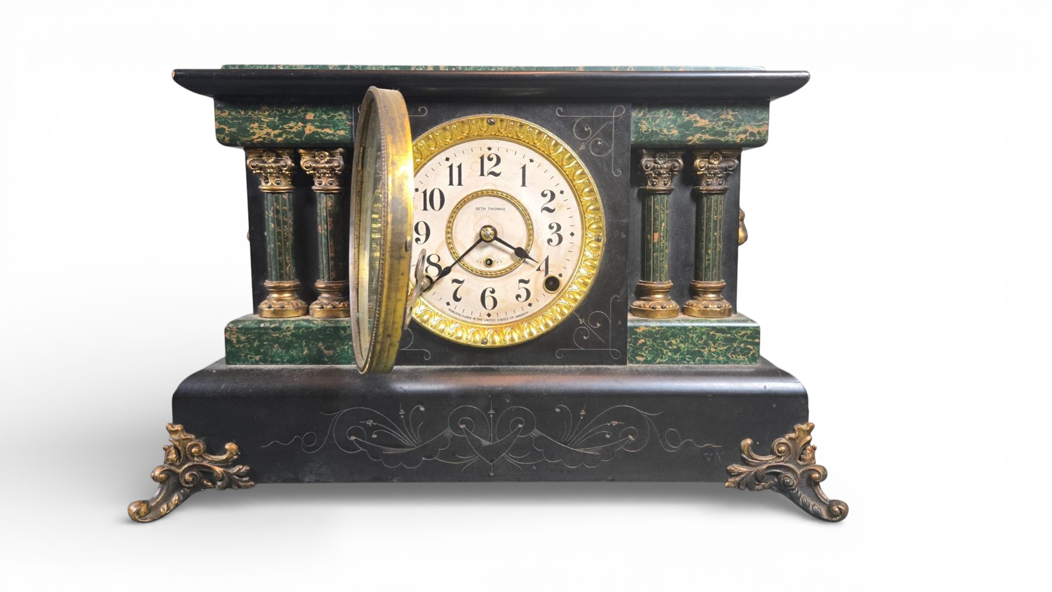 Lot 5651 - American Neoclassical Revival Faux Marble Mantel Clocks by ...