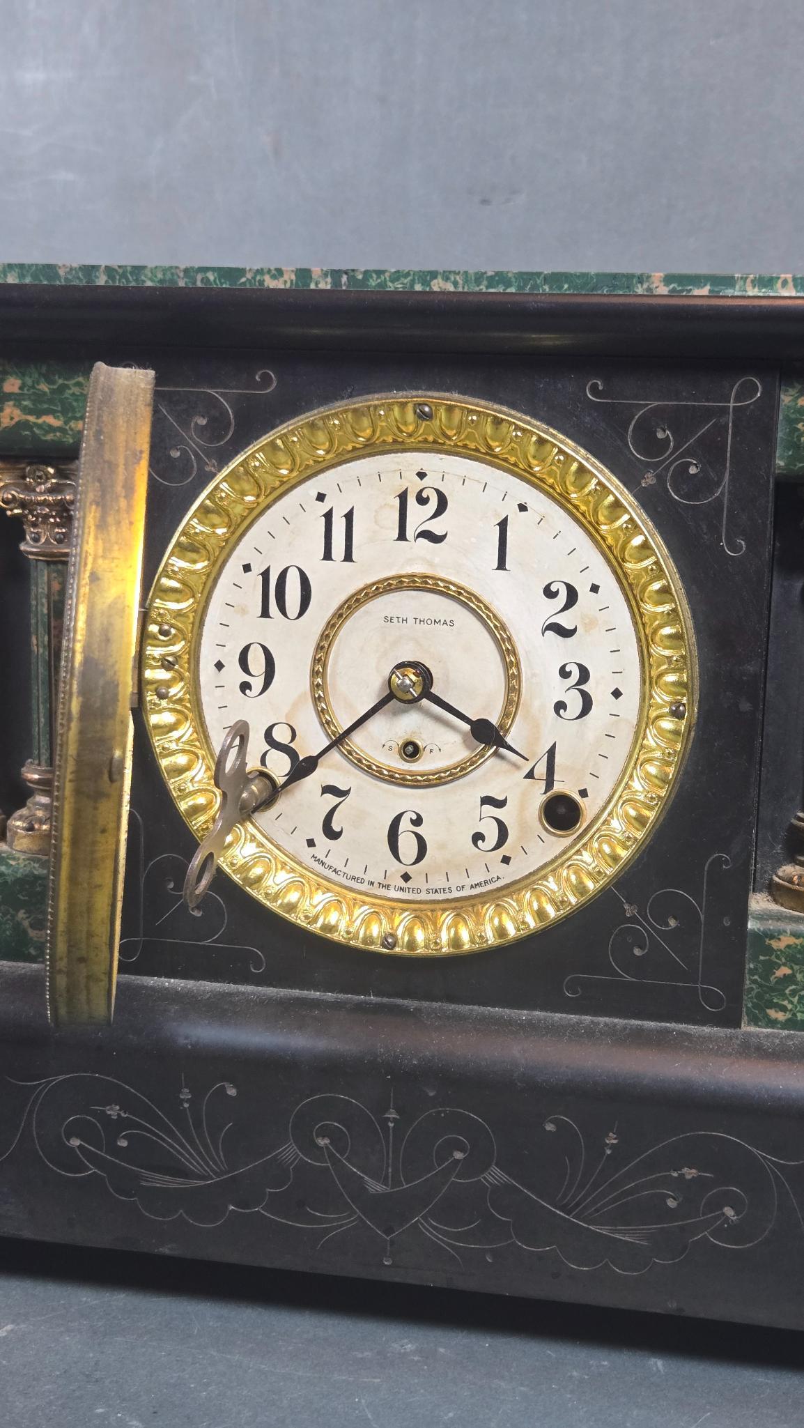 Lot 5651 - American Neoclassical Revival Faux Marble Mantel Clocks by ...