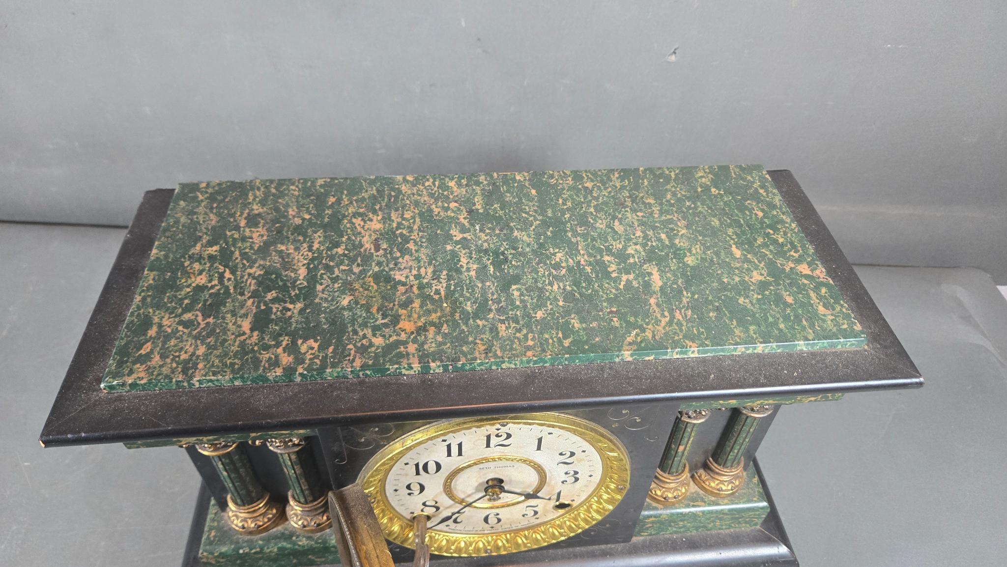 Lot 5651 - American Neoclassical Revival Faux Marble Mantel Clocks by ...