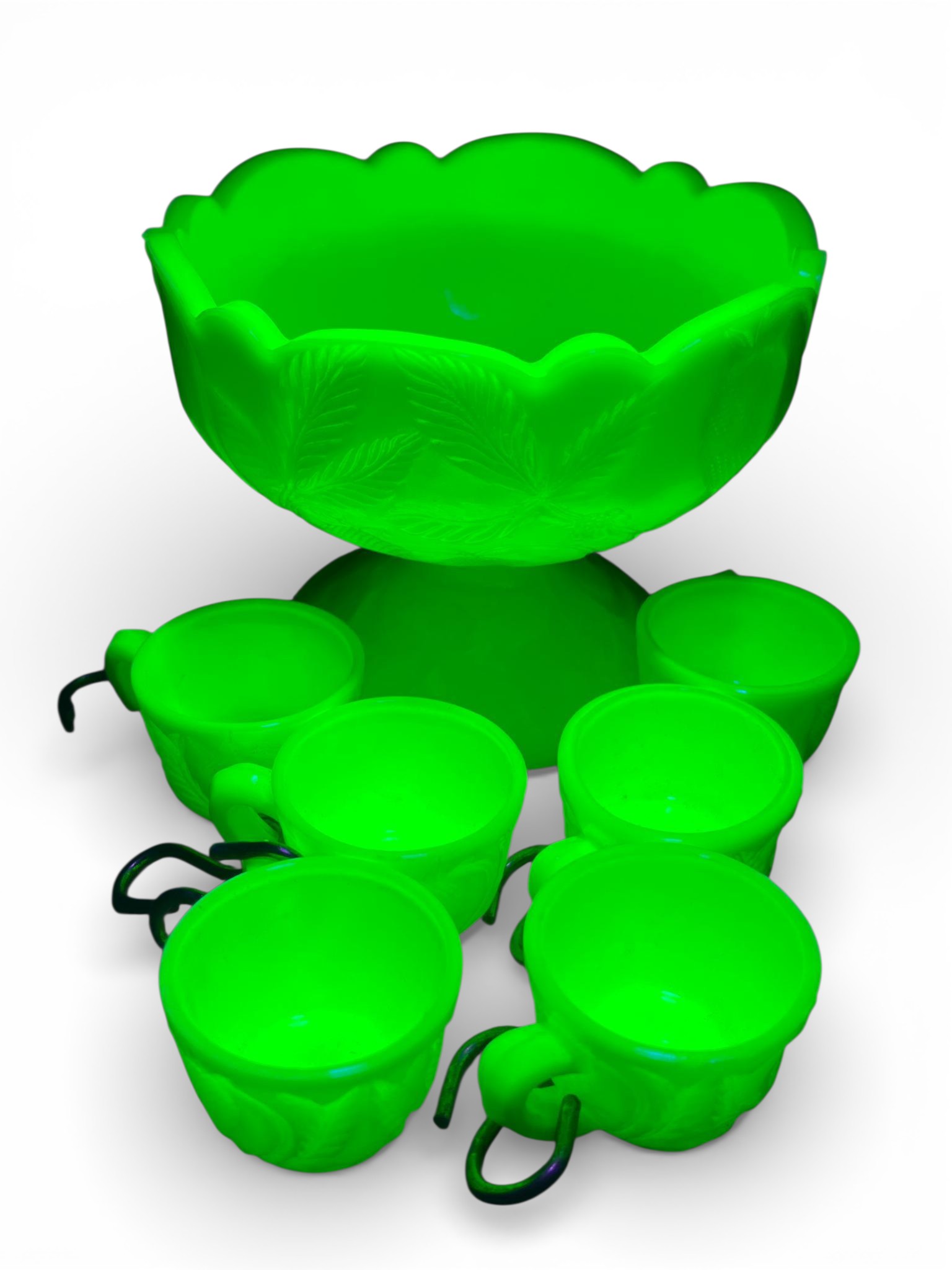 Lot 6427 - Mosser Glass Miniature Custard Uranium Punch Bowl Set ...