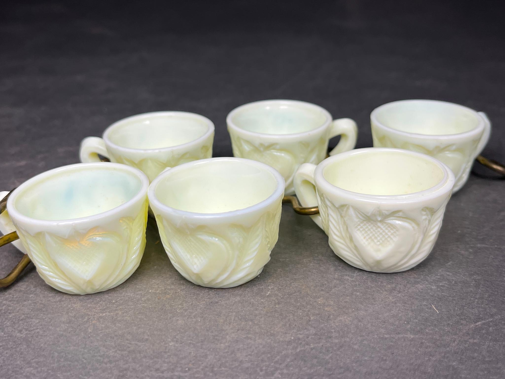 Lot 6427 - Mosser Glass Miniature Custard Uranium Punch Bowl Set ...