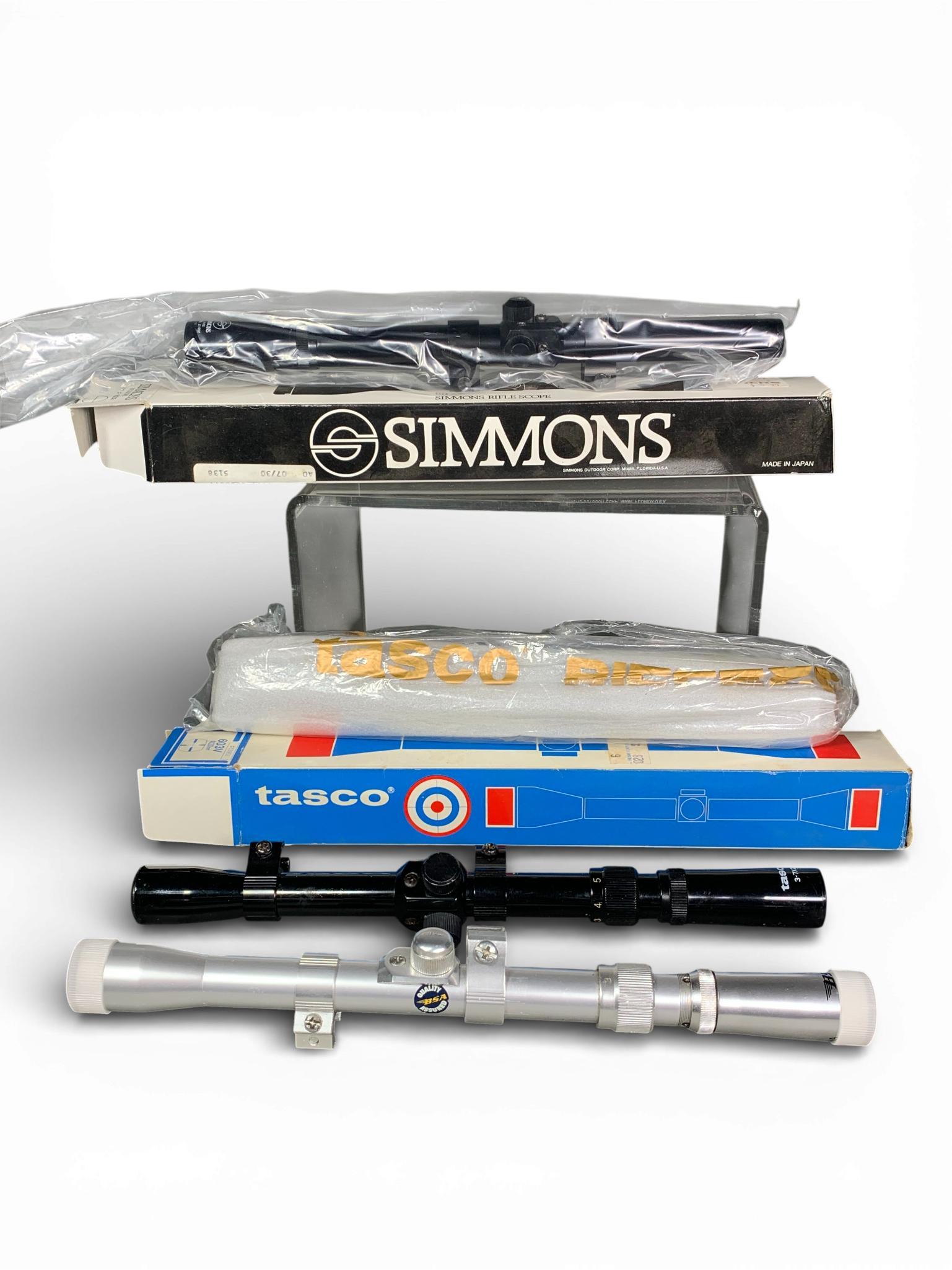 Lot 7188 - A Collection of Vintage Simmons, Tasco, and BSA Rifle Scopes ...