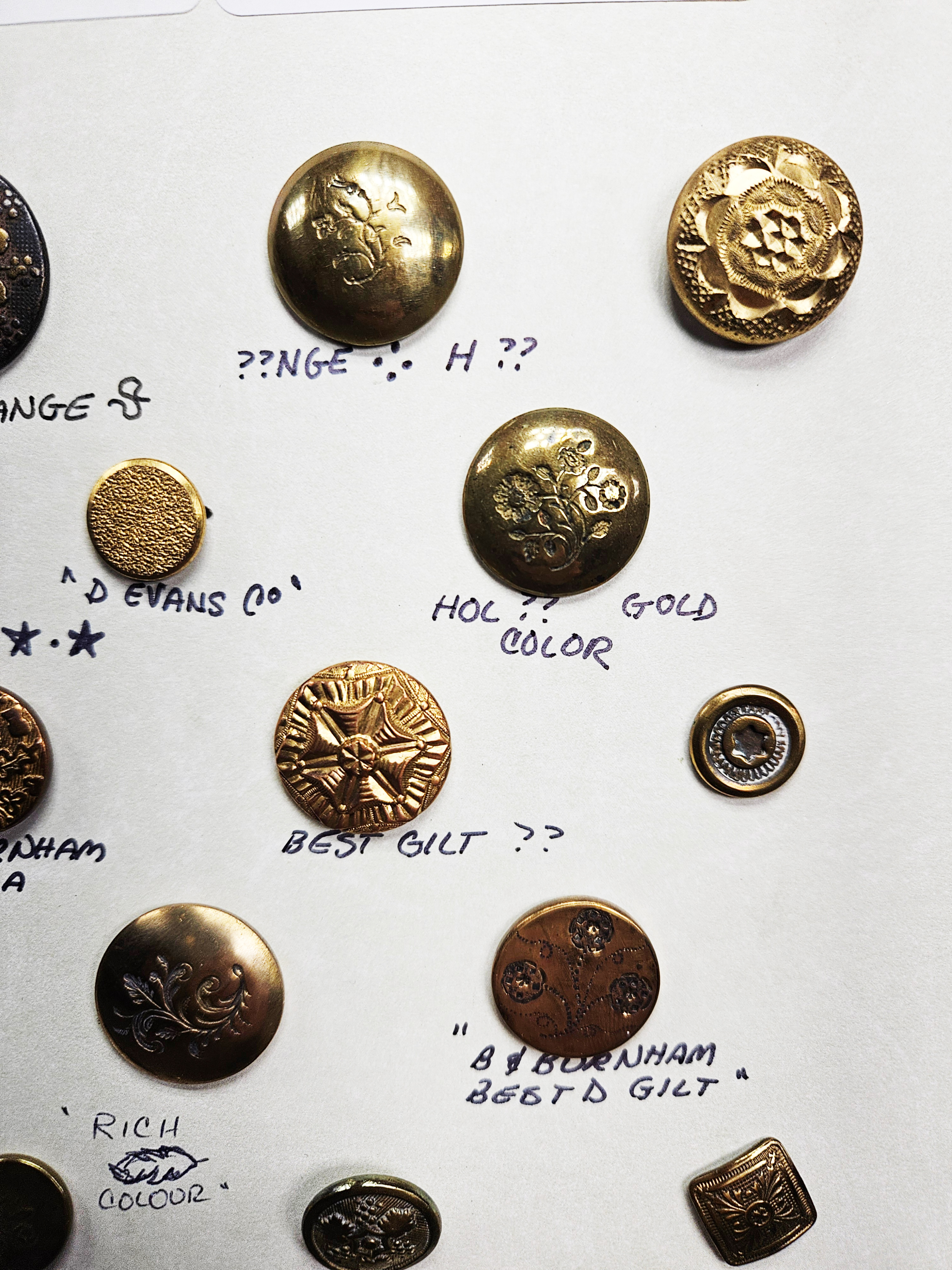 Lot 2080 - A Collection of Antique Golden Age Type Gilt Metal Buttons ...