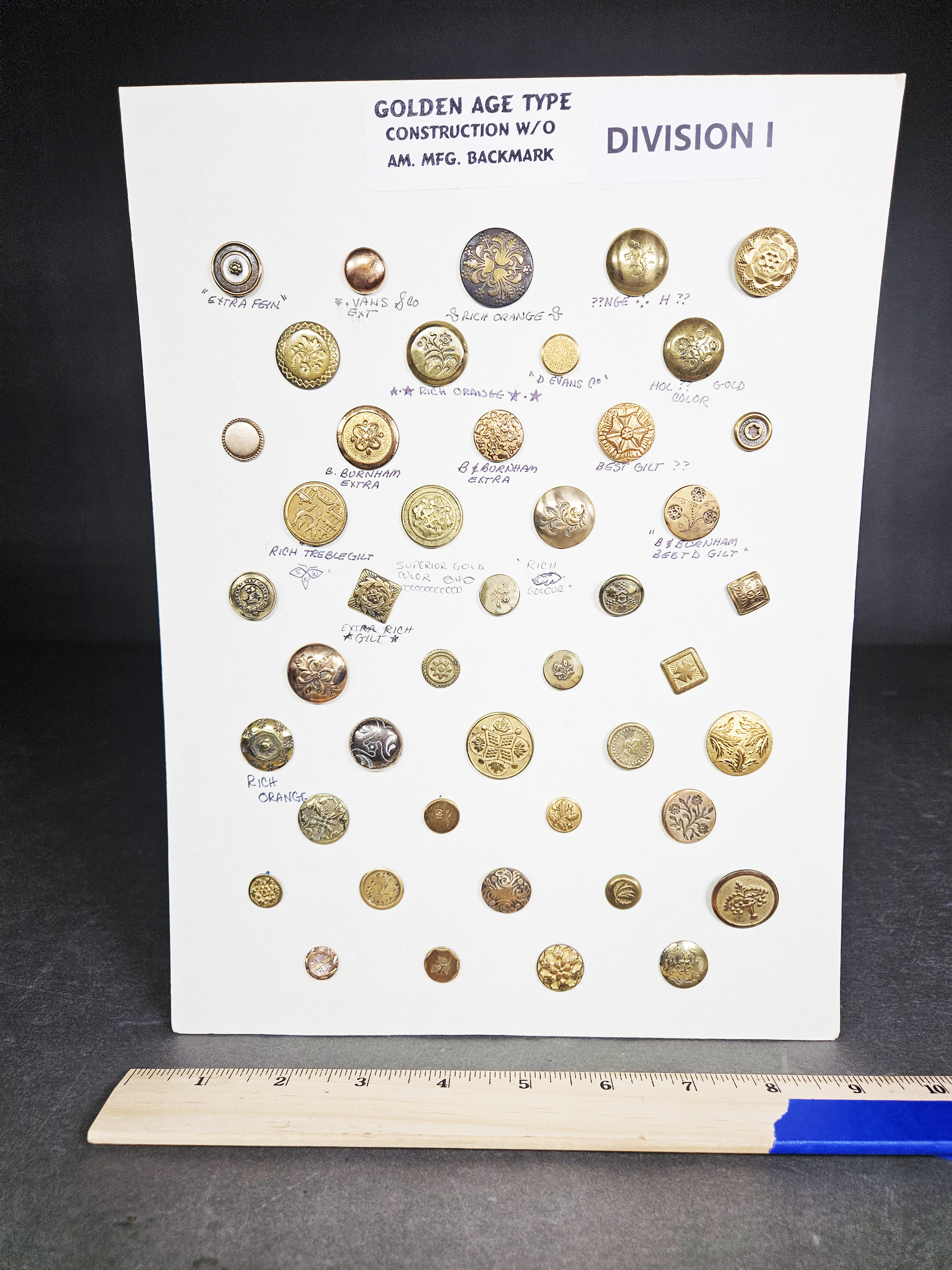 Lot 2080 - A Collection of Antique Golden Age Type Gilt Metal Buttons ...