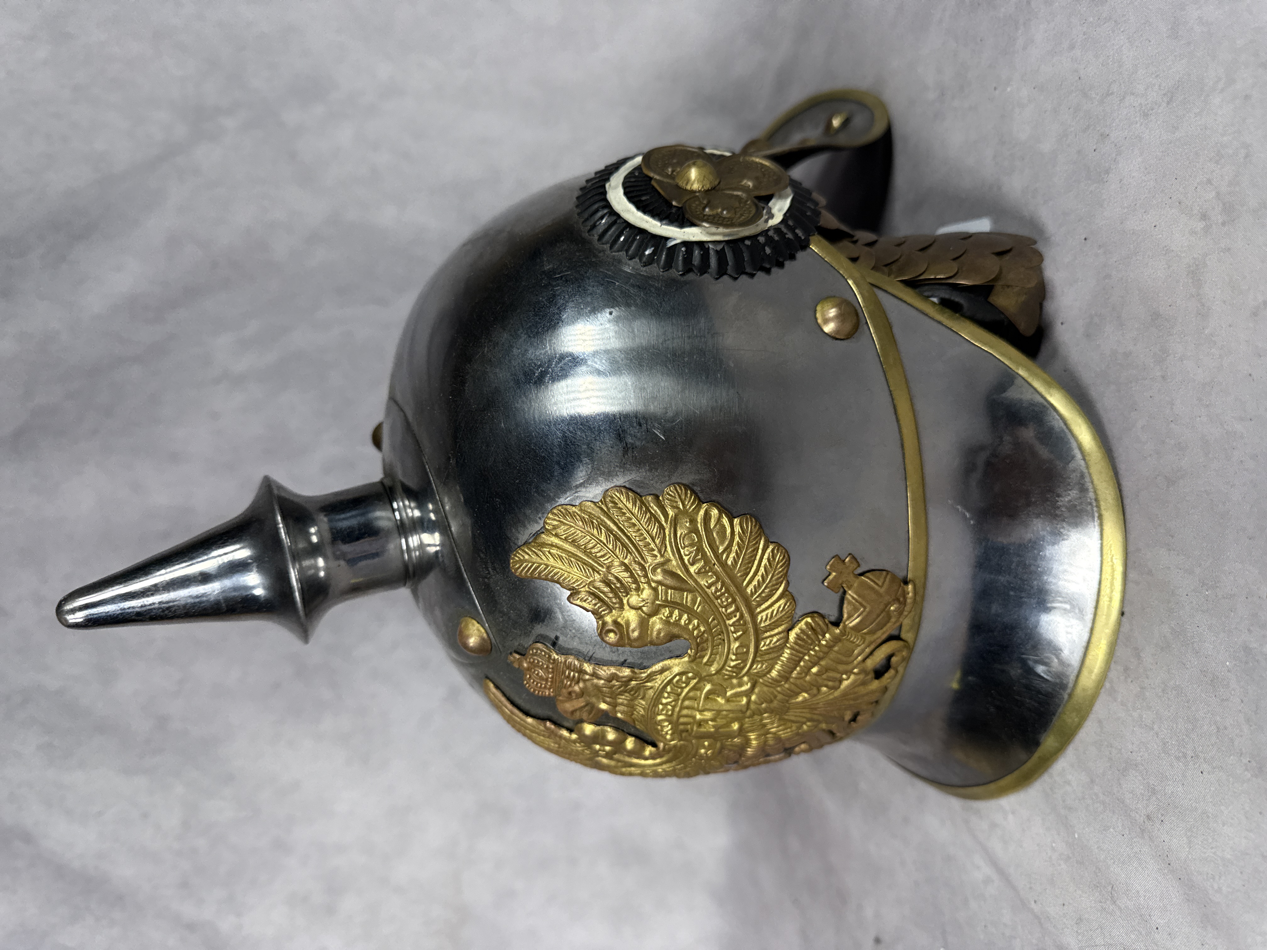 Lot 10945 - Prussian Military Pickelhaube Spiked Helmet in Steel and ...