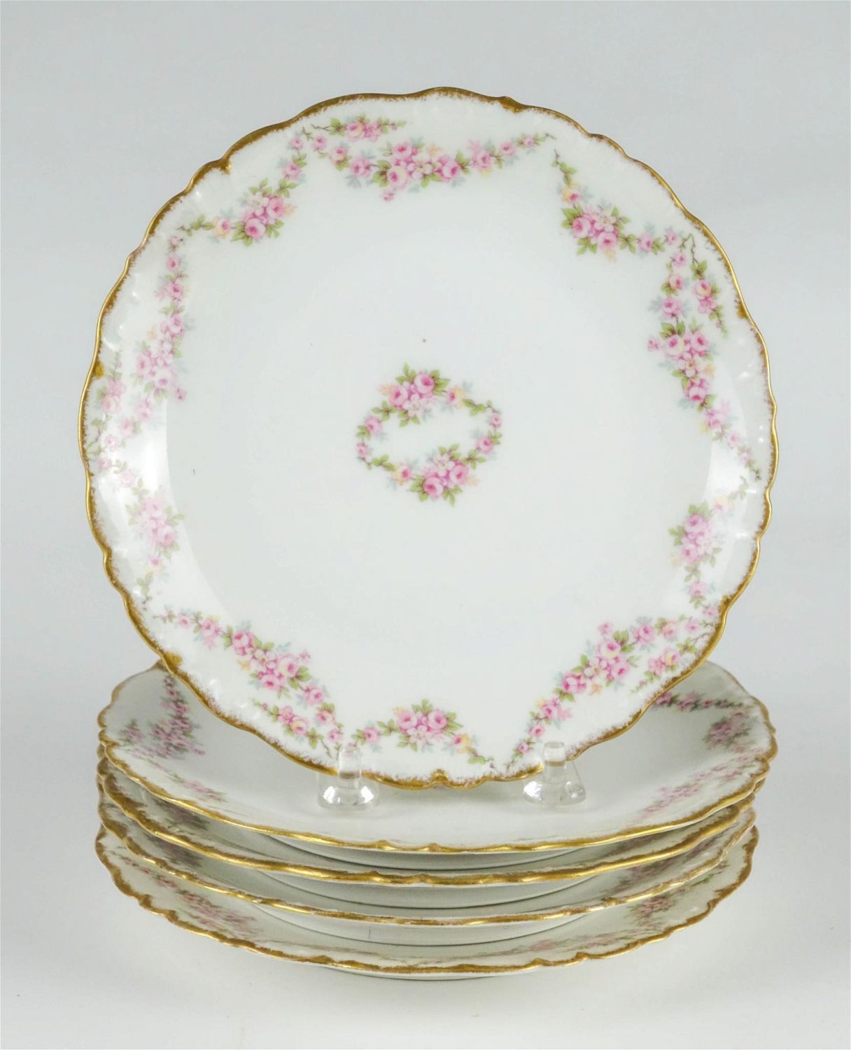 Lot 43 - Five Limoges Flower Pattern Luncheon Plates. | Chapel Street ...