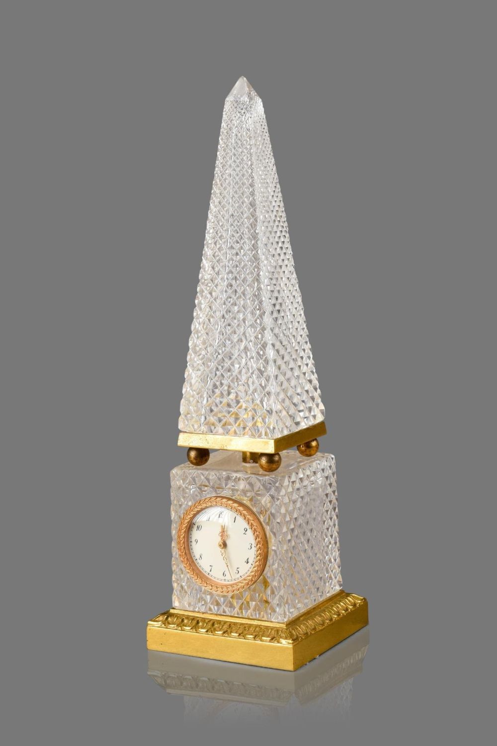 Lot 600 - French Obelisk Desk Clock. Attributed to Baccarat. | Chapel ...