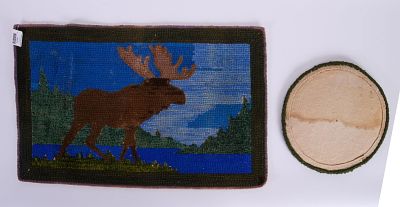 Lot 283 - Hooked Rug and Round Mat With Moose | Chapel Street Auctions
