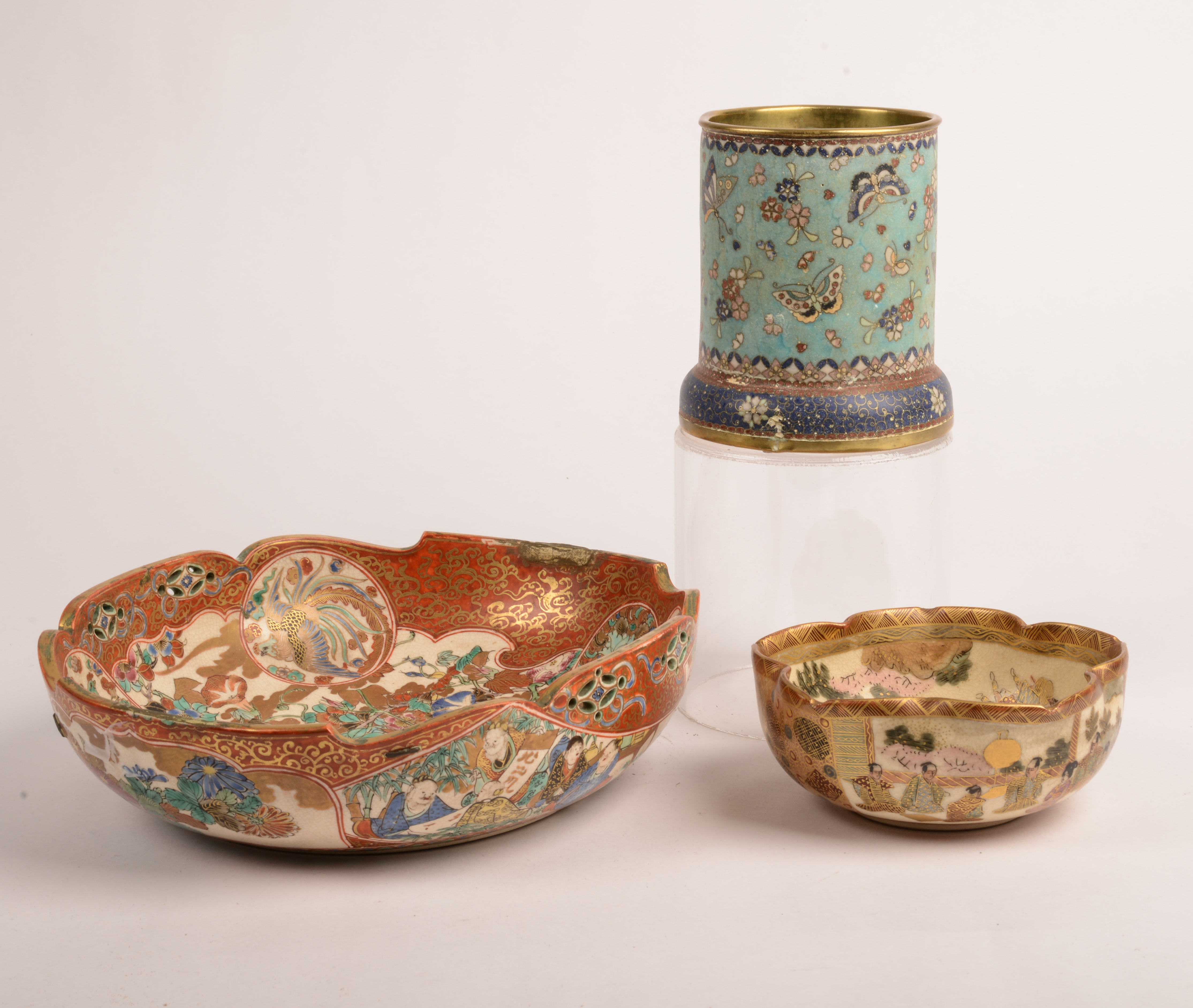 Lot 37 - Two Asian Red and Gold Painted Bowls With Enamel Cup | Chapel ...