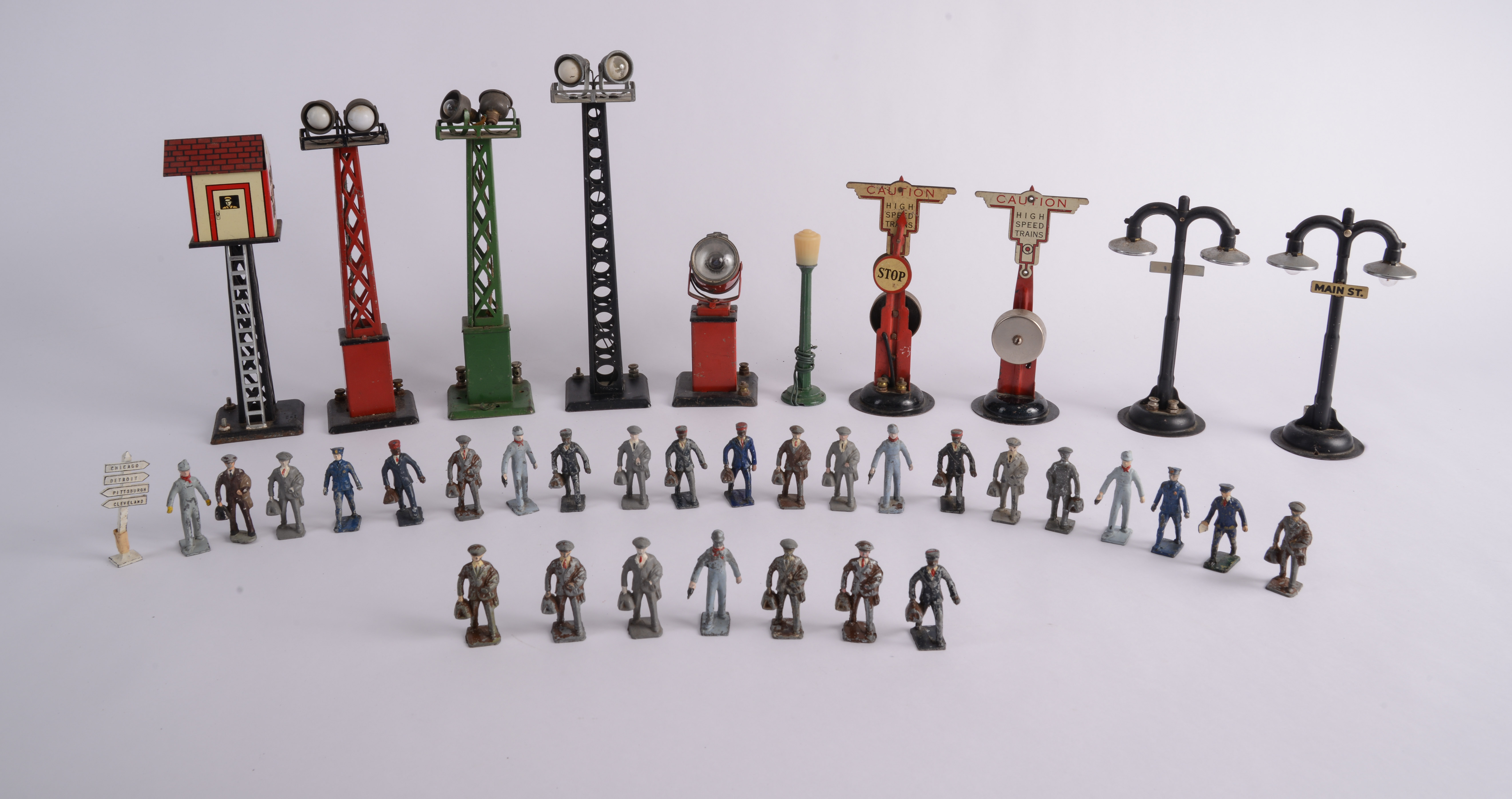 Lot 305 - Nine Marx and Lionel Metal Train Street Lights and Switch ...