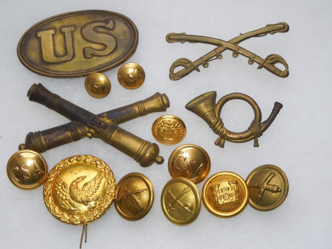 Lot 61A - Lot of Reproduction Reenactor Civil War Pins & Buttons | CNY ...