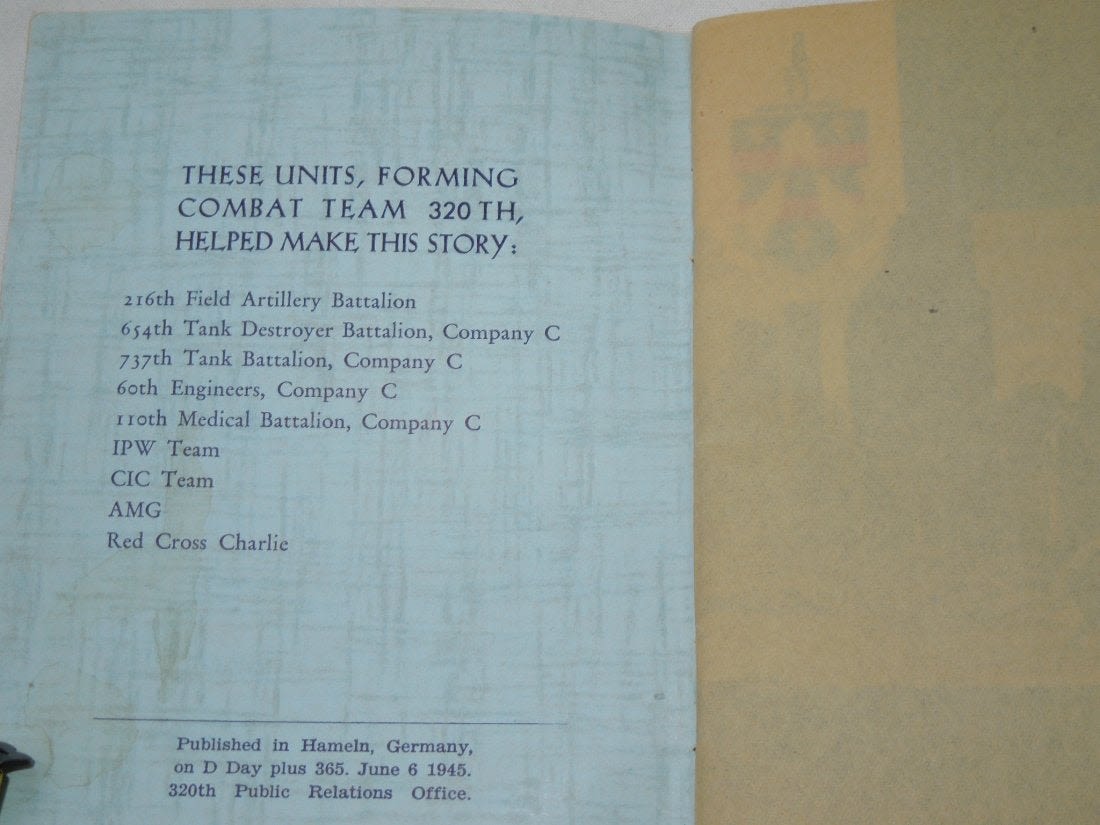 Lot 224 - US Army Story 320th Infantry Regiment Unit History Book | CNY ...